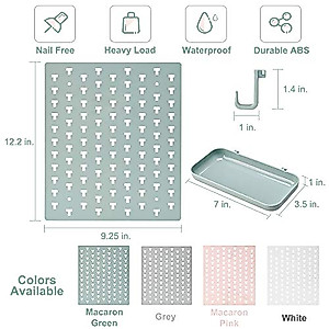 iiDesign Decorative Plastic Pegboard, EZ Mount Wall Shelf for Living Room Bathroom Kitchen Office, Wall Decor Storage Organizer (Grey)