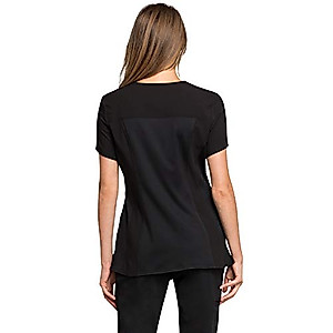 Cherokee Statement Women Scrubs Top Ribbed V-Neck CK695, M, Black