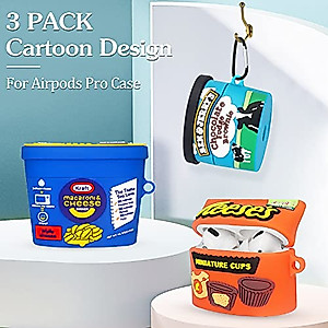 3Pack Food Case for AirPods Pro Case, Alquar Cute Kawaii Cheese Reese's Chocolate Fudge Cartoon Silicone Cases Shell, Unique 3D Funny Fun Design Protectiver Skin AirPods Pro Case Cover for Girls Women