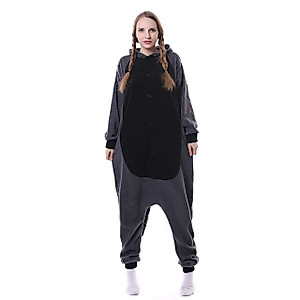 HANZEJINL Adult Animal Onesie, Raccoon Animal Halloween Costume, Unisex Jumpsuit One Piece Pajamas for Women and Men (RaccoonOnesie, S)