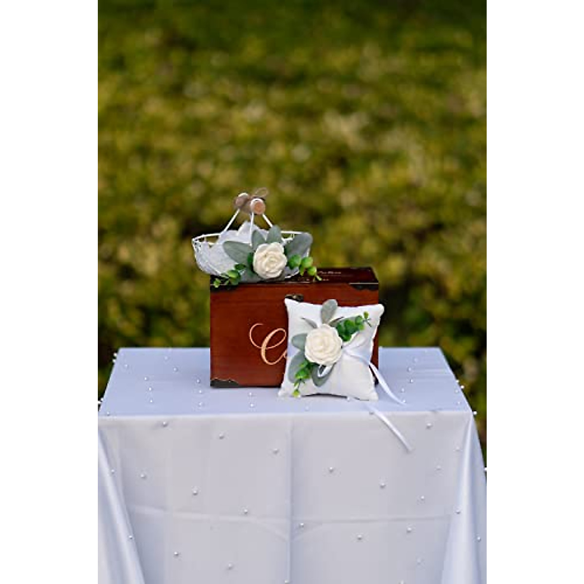 Joy Ceremony Decorative Wedding Card Box, Rustic Wooden Envelope Boxes with Slot, Wishing Well for Wedding Reception, gift box wedding Card Holder for Advice and Wishes for the Mr and Mrs