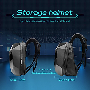 Taysem LED Backpack with Eyes - Led Motorcycle Backpack Waterproof LED Knight Backpack with Programmable Screen Christmas Gift (B)