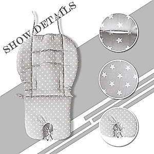 Twoworld High Chair Cushion, Large Thickening Baby High Chair Seat Cushion Liner Mat Pad Cover Breathable Suitable for All Kinds of Baby Dining Chairs (Fashion Gray Star)