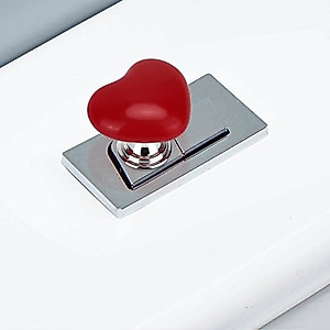 Love Heart Shaped Toilet Tank Button Toilet Press Tool Women Manicures Toilet Lid Cover Lifter Handle Sticky Drawer Pull Handle Toilet Flush Tank Button Aid Bathroom (Red)