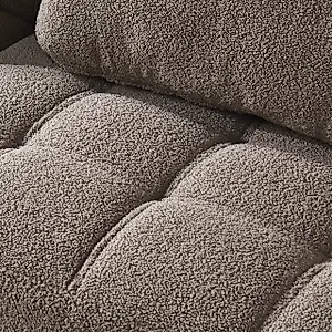 FIQHOME Convertible Sofa Bed, Adjustable Backrest & Gold Metal Legs, Futon Sleeper Couch Daybed Single Pillow, Teddy Fabric Armless Chair,Taupe