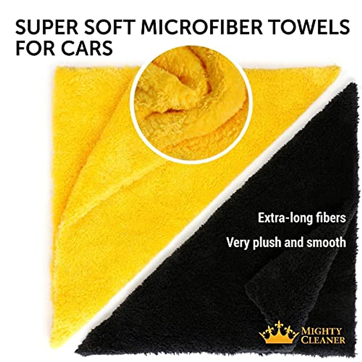 Edgeless Microfiber Towels for Cars – 6 Pk - 12”x12” Сar Detailing Towels – Reusable Car Wash Towels – Best for Scratch-Free Car Interior Cleaning