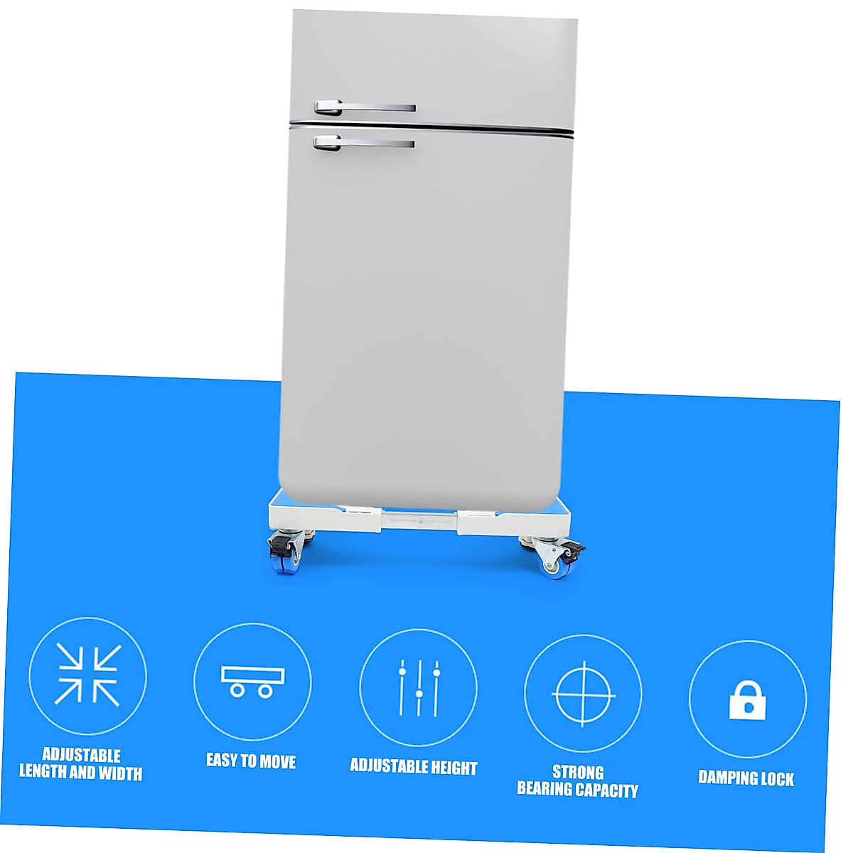 ADOCARN Shelf Frniture Moving Adjustable Base for Washer Fridge Stand Base Kitchen Appliance Movable Base Adjustable Washing Machine Stand Braces White Plastic Electrical Appliance Chassis