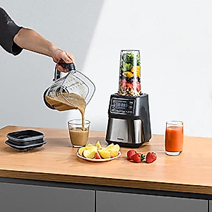 Mecity Professional Countertop Blender With Vacuum Pump, Sport Bottle, Electric High Speed Blender For Smoothie shakes Juice Soup Baby Food Frozen Fruits, LCD Display, Ice Crusher, Auto Clean, 53 Oz, 120V, 1000W