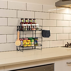 Vrisa Over Toilet Bathroom Organizer, 2-Tier Bathroom Storage Shelf Multifunctional Toilet Rack for Bathroom Decor No Drilling Over Toilet and Wall Mounted Design Space Saver, Black