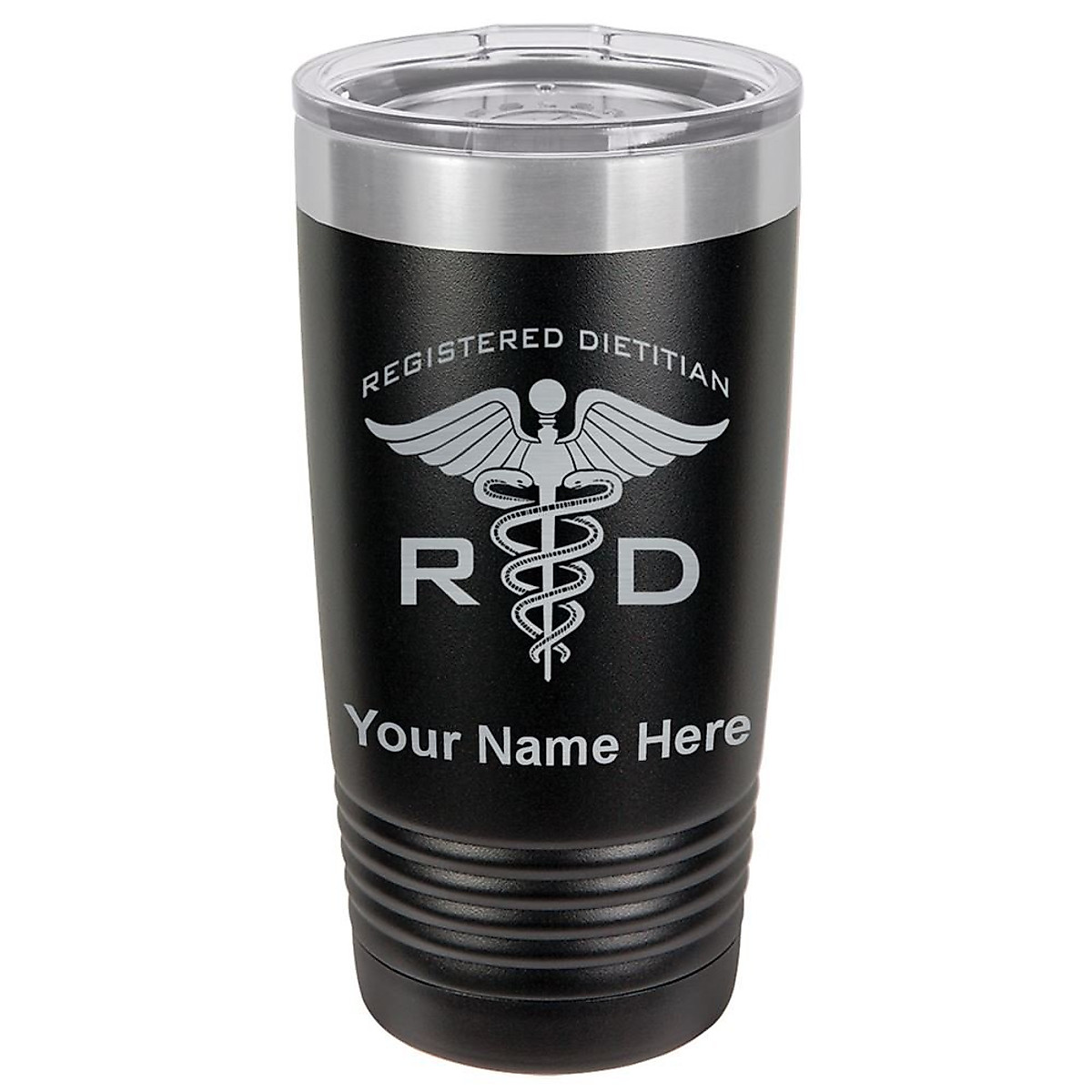 LaserGram 20oz Vacuum Insulated Tumbler Mug, RD Registered Dietitian, Personalized Engraving Included (Black)