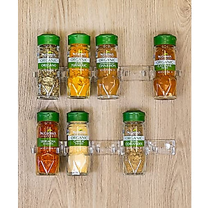 CAXXA 20 Clear Adhesive Spice Gripper Strip Clips, Spice Rack Dispenser, Kitchen Cabinet Holder, 4 Strips, Holds 20 Jars