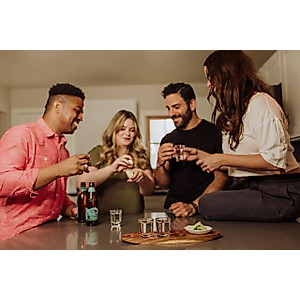 LEGACY - a Picnic Time brand - Cantinero Shot Glass Set with Tray - Tequilla Shot Glasses - Cocktail Serving Tray, (Acacia Wood)