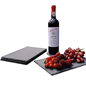 Set of 4 Slate Boards with 12 Square Coasters for Entertaining and Hosting
