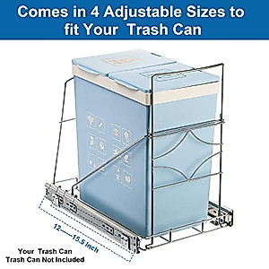 Youeon Pull Out Trash Can Under Cabinet, Adjustable Heavy Duty Under Sink Trash Can Pull Out, Slide Out Garbage Shelf for Kitchen Cabinet, Trash Can Not Included