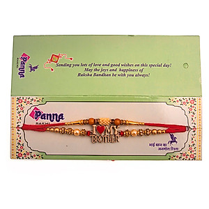 Rakhi For Brother Set of 2 With Greeting Card, Beautiful Designer Raksha Bandhan Rakhi Gift Set For Brother Bhaiya Bhai Bro, Traditional Indian Style Rakshbandhan Rakhi Gifts For Brother