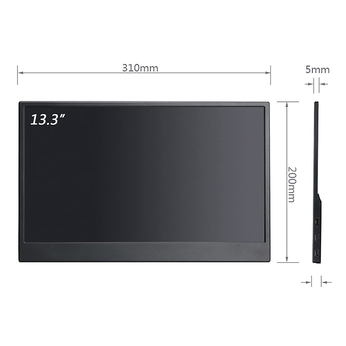 Serchou 13.3-inch Ultra-Thin Portable Monitor External Expansion of The Same Screen IPS HD Display, Built-in Dual Speakers