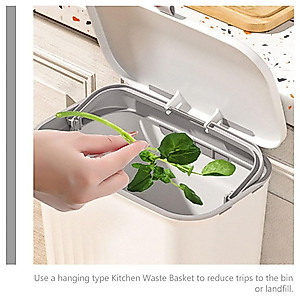 STOBAZA 3 Gallon Kitchen Compost Bin for Counter-Top or Under Sink Hanging Trash Can with Lid, Kitchen Trash Can Wall-Mounted Garbage Can Kitchen Garbage Can with Lid for Bathroom RV Cupboard