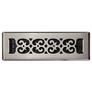 Decor Grates SPH210-NKL 2 10-Inch Scroll Floor Register, 2x10, Brushed Nickel Finish