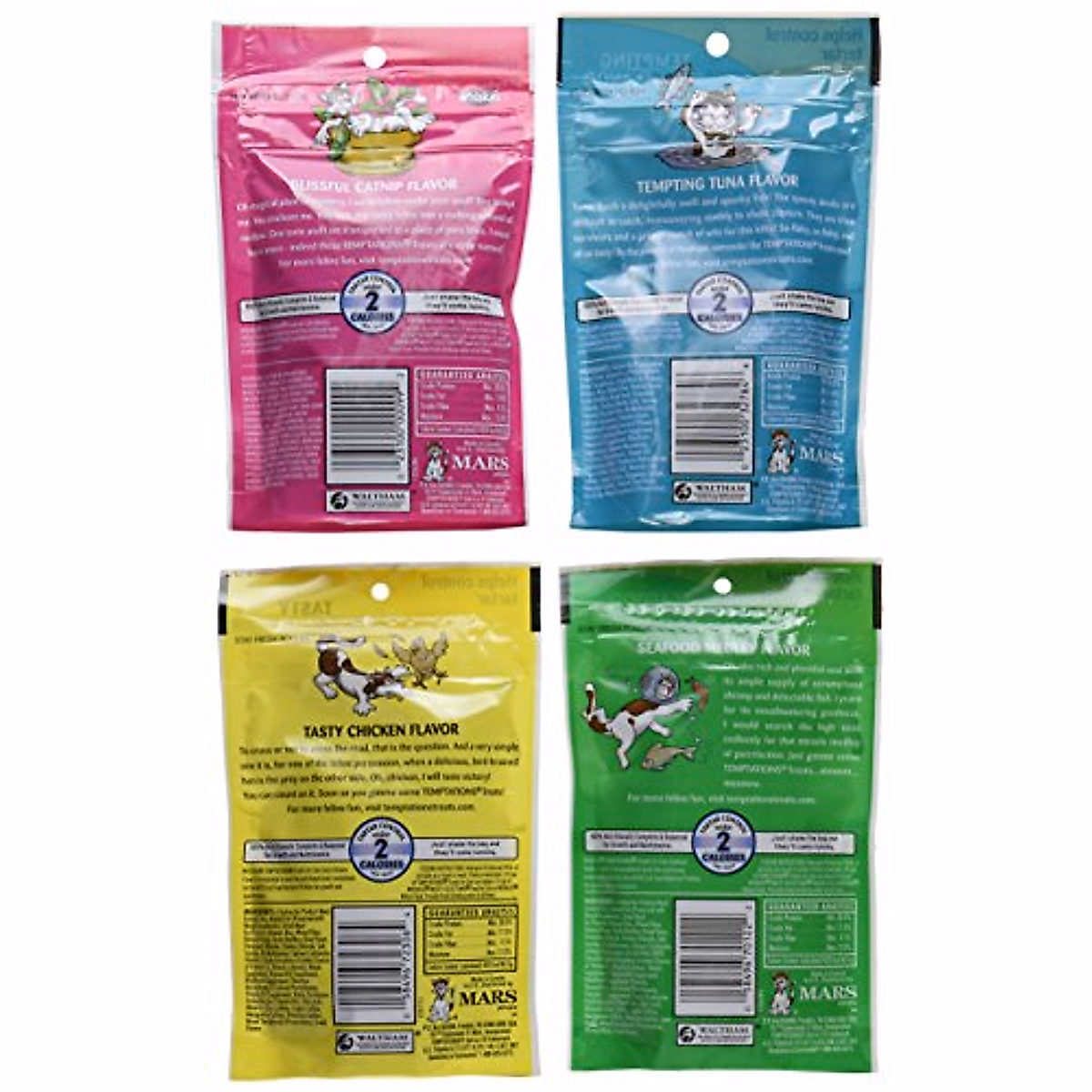 TEMPTATIONS Classic Crunchy and Soft Cat Treats Feline Favorites Variety Pack, (6) 3 oz. Pouches