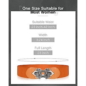 6 Pieces Wide Stretchy Waist Belt Retro Dress Belt Elastic Belt with Buckle PU Leather Belt Vintage Belt for Women