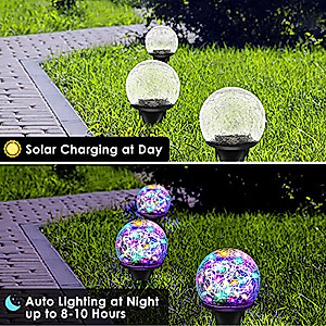 Keevvon Solar Garden Lights - 2 Pack of Solar Starburst Swaying Light and 4 Pack of Cracked Glass Solar Globe Lights, Solar Outdoor Lights Decorative Yard Patio Pathway Decoration, Warm White, Multico
