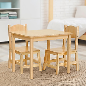 OOOK Solid Wood Toddler Table and Chair Set, Ergonomically Designed Kids Table and Chairs for Arts, Crafts, Reading, Preschool, Kindergarten, Playroom, Great Growth Present for Children