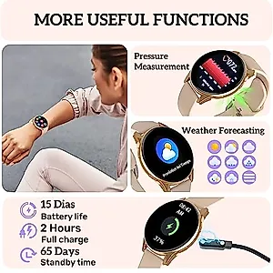 Yaahoony Smart Watch for Women, 1.24 inch Touch Screen Smartwatch DIY Watch Face Waterproof Fitness Tracker with Heart Rate, SpO2 and Sleep Monitor-Call Receive/Dial Watch Compatible with iOS/Android