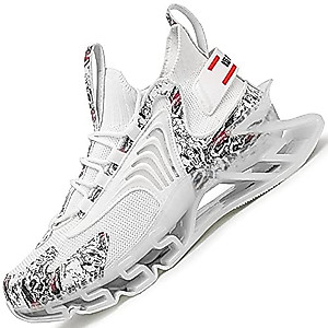 GJUYC Sneakers Shoes for Men Running Shoe Mens Trail Air Fashion Sport Man Athletic Men's Basketball Walking Casual Hiking Male White Size 10.5 Runner Breathable