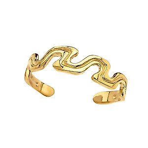 Elegant 10k Yellow Gold Open Wavy Design Toe Ring