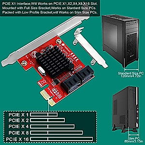FebSmart PCIE 3.0 to 4-Ports 6Gbps SATA III Expansion Card for Desktop PCs, Plug and Play on Windows OS, MAC OS, Linux, ASMedia ASM1064 None-Raid PCIE 3.0 SATA III Host Controller (FS-S4-Pro V2)