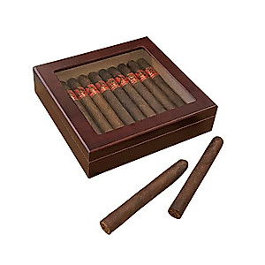 Prestige Import Group - The Chateau Glasstop Small Cigar Humidor - Capacity: 20 Cigars - Color: Cherry