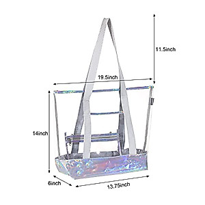 muslanka Large Clear Tote Bag，Clear Women's Handbag For Work, Travel, Shopping, Sports (With Detachable Zipper Pocket)