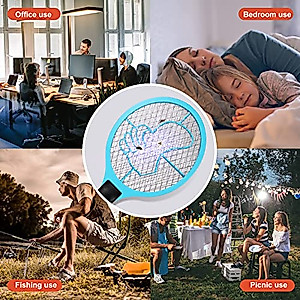 Bug Zapper! 3000 Volts Fly Racket Swatter Electric Mosquito Killer for Indoor and Outdoor, 3 Safe Layer Fly Moth Insect Killer,2AA Batteries Not Included （Circular）