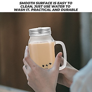 Luxshiny 1 Set Juice Glass Milk Tea Drinking Cup Covered Cup Coffee Cups Reusable Water Bottle with Handle Bottle Tumbler with Straw Cold Drink Cup Straw Mug Beverage Cup