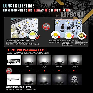 TURBO SII 12 Inch LED Light Bar Spot Flood Combo Beam 180W Double Row Light Bar Off Road Driving Led Work Lights for UTV ATV Truck Boat Waterproof
