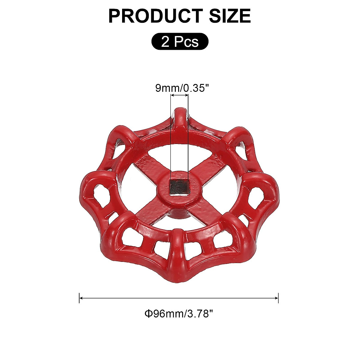 uxcell Outside Faucet Handles,2Pcs 9 x 9mm-Round Wheel Handle Water Spigot Handle Replacement for Garden, Courtyard, Bathroom (Red)