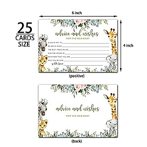 Yuansail Jungle Animals Baby Shower Greeting Card, 25 Cards with Baby Advice, 4x6 inches, Cardstock, Unisex-Adults, JYK 003