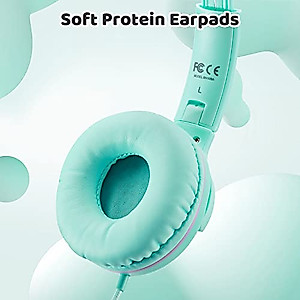 INFURTURE Kids Headphones with Microphone for Children Boys Girls, Volume Limit 94dB, On Ear Headphones,Wired Headphones for Teens School, Travel, Compatible with Cellphones, Tablets, PC, Kindle