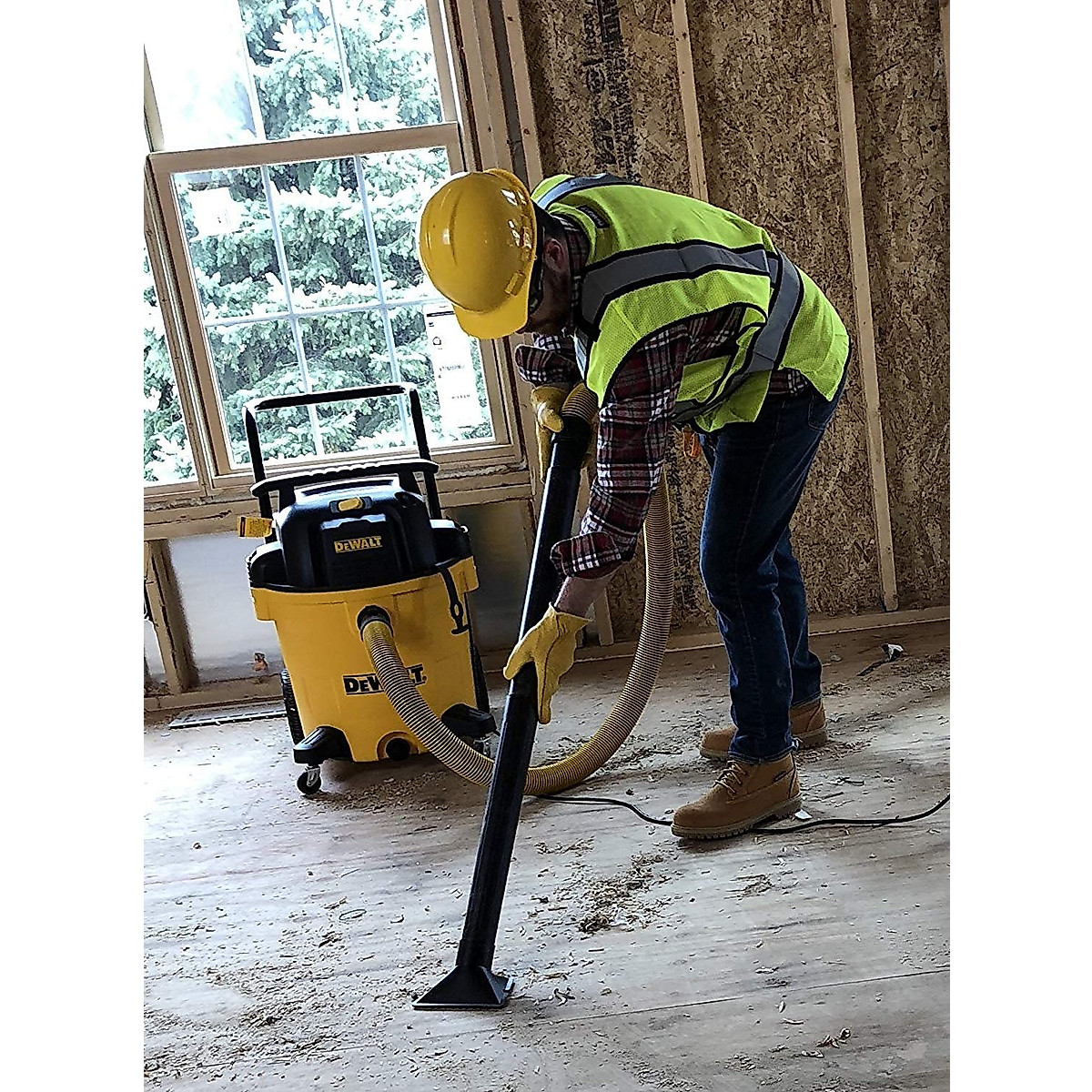 DEWALT 16 Gallon Poly Wet Dry Vacuum, 6.5 Peak HP 12 Amps Heavy Duty Vacuums, Cart Style Wet/Dry/Blower 3 in 1 Multifunction Shop Vacuum, Built-in Drain, DXV16PA