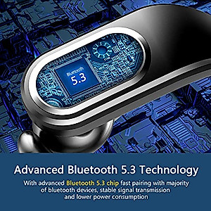 Wireless Earbud, Sport Bluetooth 5.3 Headphones with Earhooks, Wireless Earphones with Dual Mic Immersive Sound, IP7 Waterproof Bluetooth Earbud, Dual LED Display, 56H Playtime Headset for Running Gym