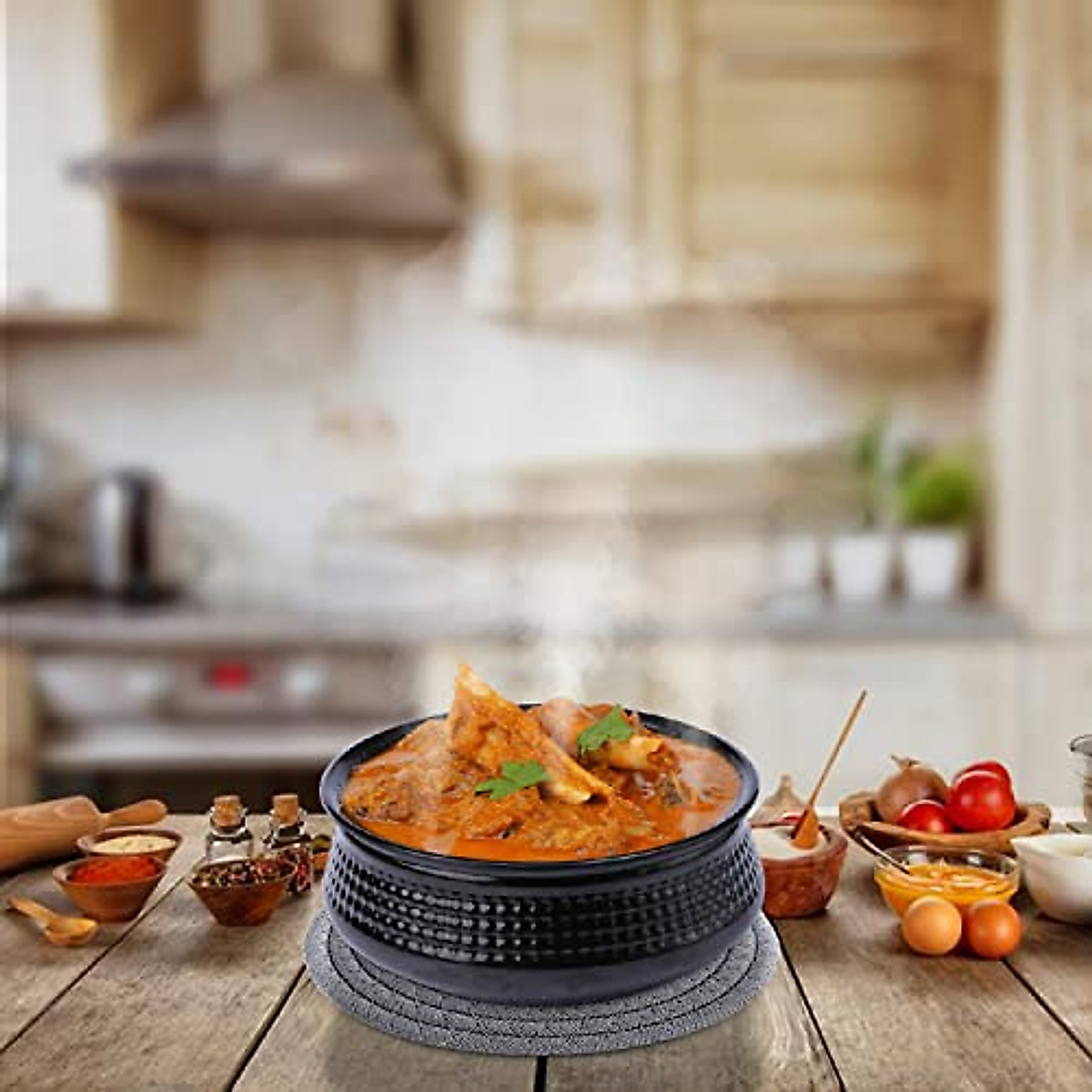 Trivets Pot Holders Set for Hot Dishes Set of 3, Hot Pads for Kitchen, 100% Cotton Trivets for Hot Pots and Pans, Spoon Rest for Cooking & Baking, Stylish Coaster & Hot Mats (Mix Grey 7 Inch Diameter)