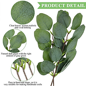 WILLBOND 30 Pieces Eucalyptus Stems Artificial Eucalyptus Leaf Stem Faux Long Eucalyptus Artificial Greenery Leaves for Wedding, Office, Holiday, Home, Garden, Greens Decor