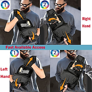 LarKoo Tactical Chest Sling Pistol Bag Concealed Carry Handgun Chest Crossbody Pack Holster Shoulder Bag for Right Left Hand Ambidextrous