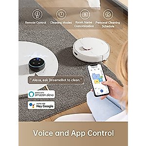 Dreametech D10 Plus Robot Vacuum and Mop with Self-Emptying Base for 45 Days of Cleaning, Robotic Vacuum with 4000 Pa Suction and LiDAR Navigation, Compatible with Alexa, Wi-Fi Connected
