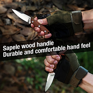 DURATECH Compact Fixed Blade Knife, 6-inch Neck Knife, 3-inch Blade, Full Tang, Wood Handle with Molded Sheath, Necklace and Paracord included, for EDC, Outdoor, Camping, Hiking