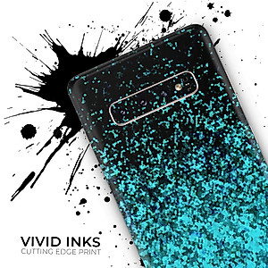 DesignSkinz Black and Turquoise Unfocused Sparkle Print Protective Vinyl Decal Wrap Skin Cover Compatible with The Samsung Galaxy S20 (Screen Trim & Back Glass Skin)