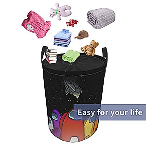 AKA personality Am-Ong U-S Laundry Basket, Laundry Hampers Lightweight Durable Drawstring Waterproof Round Storage Basket,Bathroom/Home Decor/Baby Hamper/Boxes/Baby Clothing