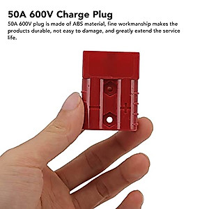 Gonetre 50a 600v Plug 50a 600v Plug 50a 600v Connector Double Pole High Current Power Supply Plug Connector for Solar Panel Dual Battery System Grey (Red)