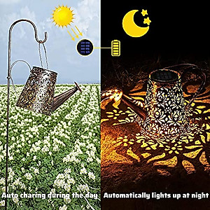 Solar Lights Outdoor Garden Decorations,Watering Can Landscape Light Large Hanging Lantern ,Outside Waterproof Patio Decor Perfect Gardening Gift