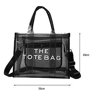 Clear Tote Bag for Women Mesh Beach Tote Bag Summer Shoulder Handbag Large PVC Transparent Crossbody Bags for Travel